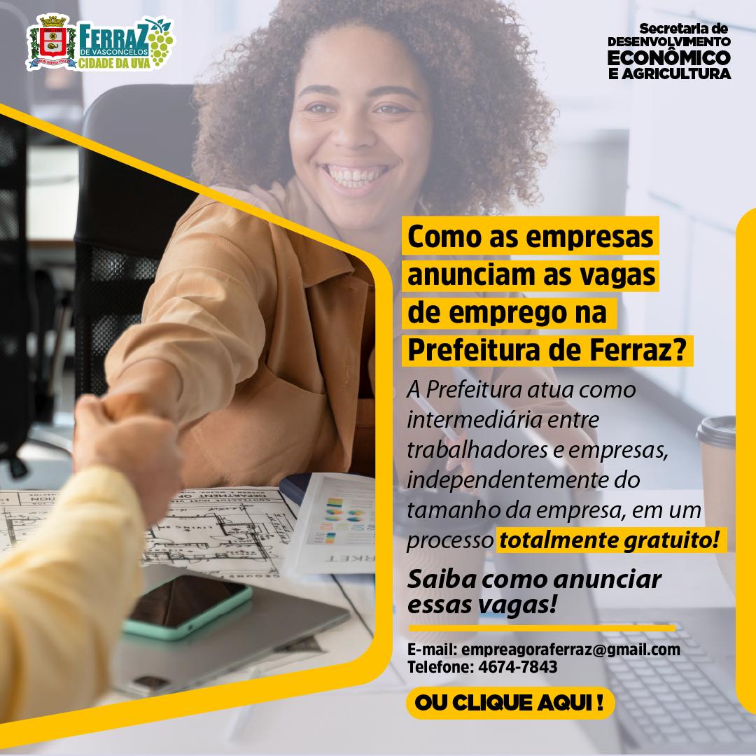Como Anunciar Vagas de Emprego? - Prefeitura Municipal de Ferraz de Vasconcelos